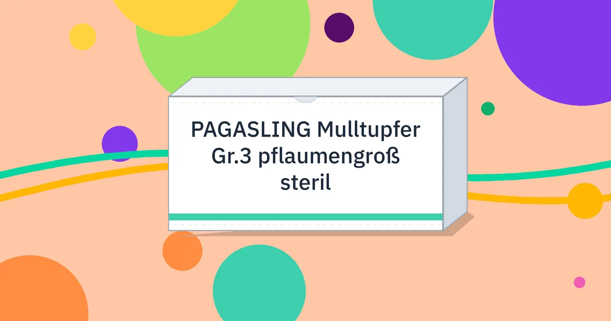 Symbolbild: Packung mit der Aufschrift PAGASLING Mulltupfer Gr.3 pflaumengroß steril (PZN 19702963) – Verfügbarkeit und Bezug in Apotheken in Frankfurt am Main