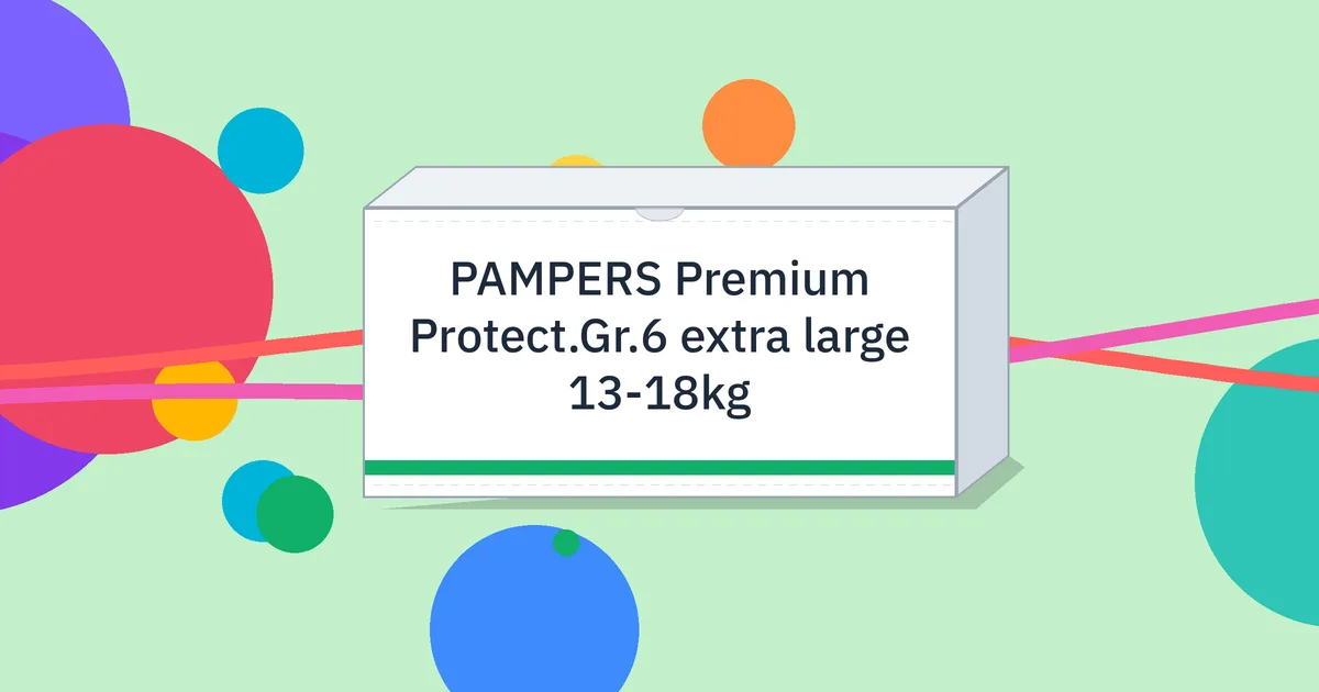 Symbolbild: Packung mit der Aufschrift PAMPERS Premium Protect.Gr.6 extra large 13-18kg (PZN 16737056) – Verfügbarkeit und Bezug in Apotheken in Frankfurt am Main