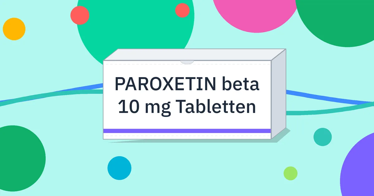 Symbolbild: Packung mit der Aufschrift PAROXETIN beta 10 mg Tabletten (PZN 04784493) – Verfügbarkeit und Bezug in Apotheken in Frankfurt am Main