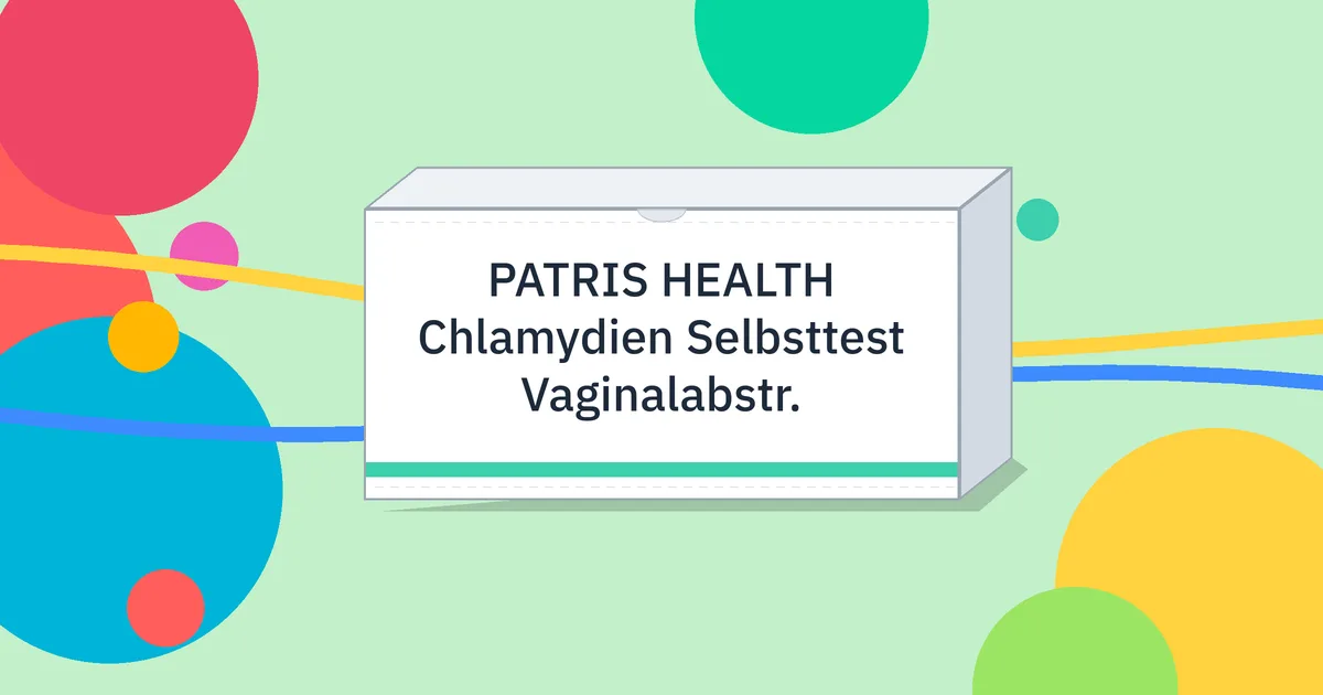 Symbolbild: Packung mit der Aufschrift PATRIS HEALTH Chlamydien Selbsttest Vaginalabstr. (PZN 18133687) – Verfügbarkeit und Bezug in Apotheken in Frankfurt am Main
