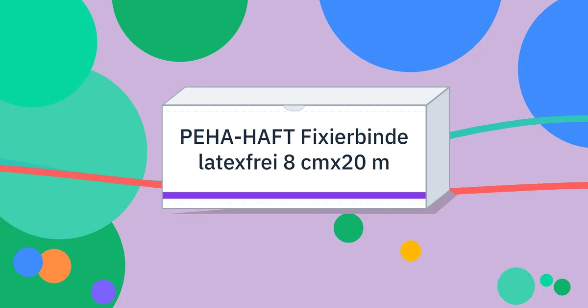 Symbolbild: Packung mit der Aufschrift PEHA-HAFT Fixierbinde latexfrei 8 cmx20 m (PZN 15615204) – Verfügbarkeit und Bezug in Apotheken in Frankfurt am Main