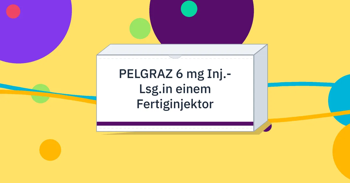 Symbolbild: Packung mit der Aufschrift PELGRAZ 6 mg Inj.-Lsg.in einem Fertiginjektor (PZN 19536482) – Verfügbarkeit und Bezug in Apotheken in Frankfurt am Main