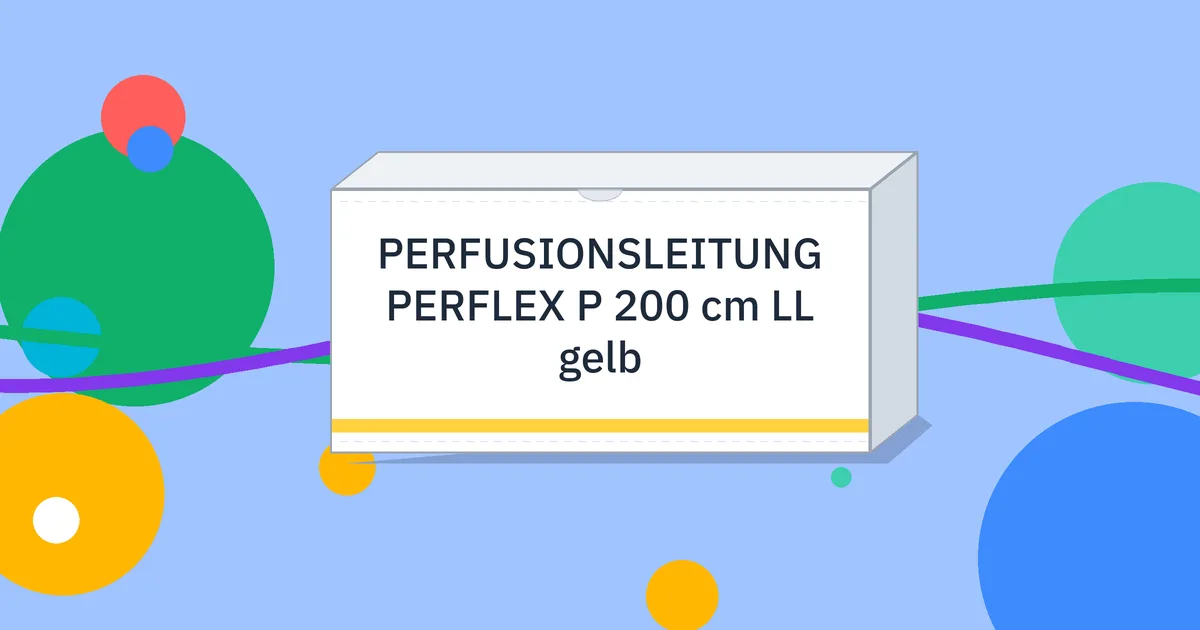 Symbolbild: Packung mit der Aufschrift PERFUSIONSLEITUNG PERFLEX P 200 cm LL gelb (PZN 17487928) – Verfügbarkeit und Bezug in Apotheken in Frankfurt am Main
