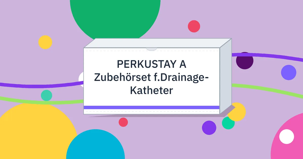 Symbolbild: Packung mit der Aufschrift PERKUSTAY A Zubehörset f.Drainage-Katheter (PZN 11676261) – Verfügbarkeit und Bezug in Apotheken in Frankfurt am Main