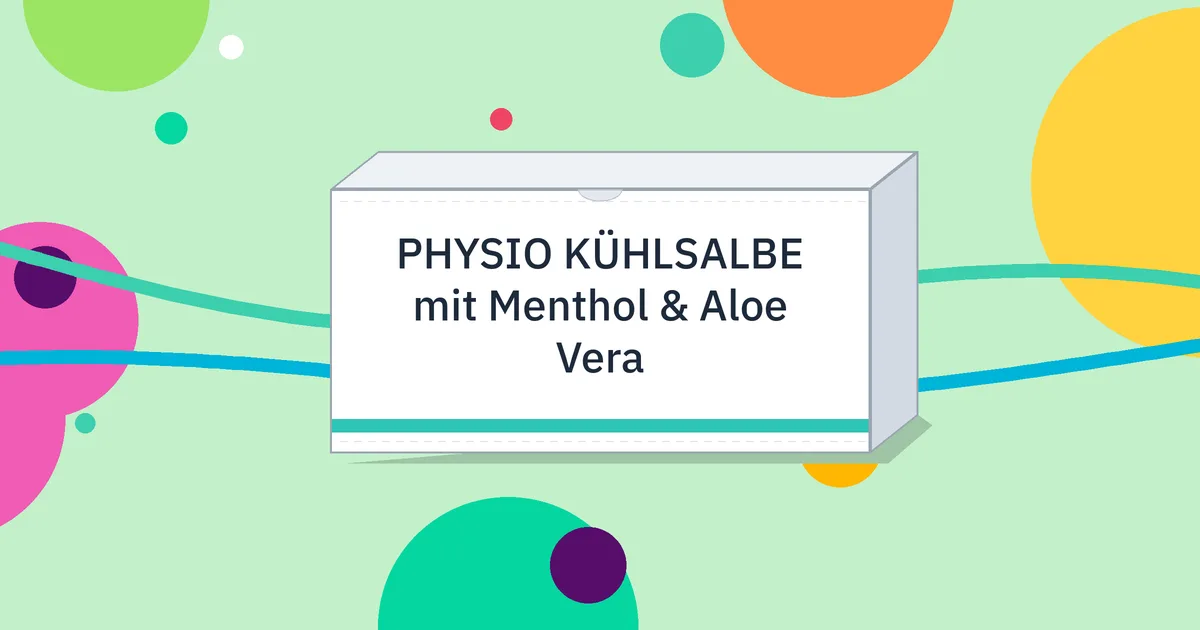 Symbolbild: Packung mit der Aufschrift PHYSIO KÜHLSALBE mit Menthol & Aloe Vera (PZN 19523083) – Verfügbarkeit und Bezug in Apotheken in Frankfurt am Main