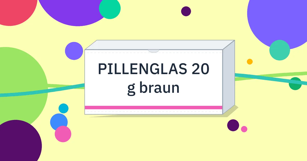 Symbolbild: Packung mit der Aufschrift PILLENGLAS 20 g braun (PZN 18138791) – Verfügbarkeit und Bezug in Apotheken in Frankfurt am Main