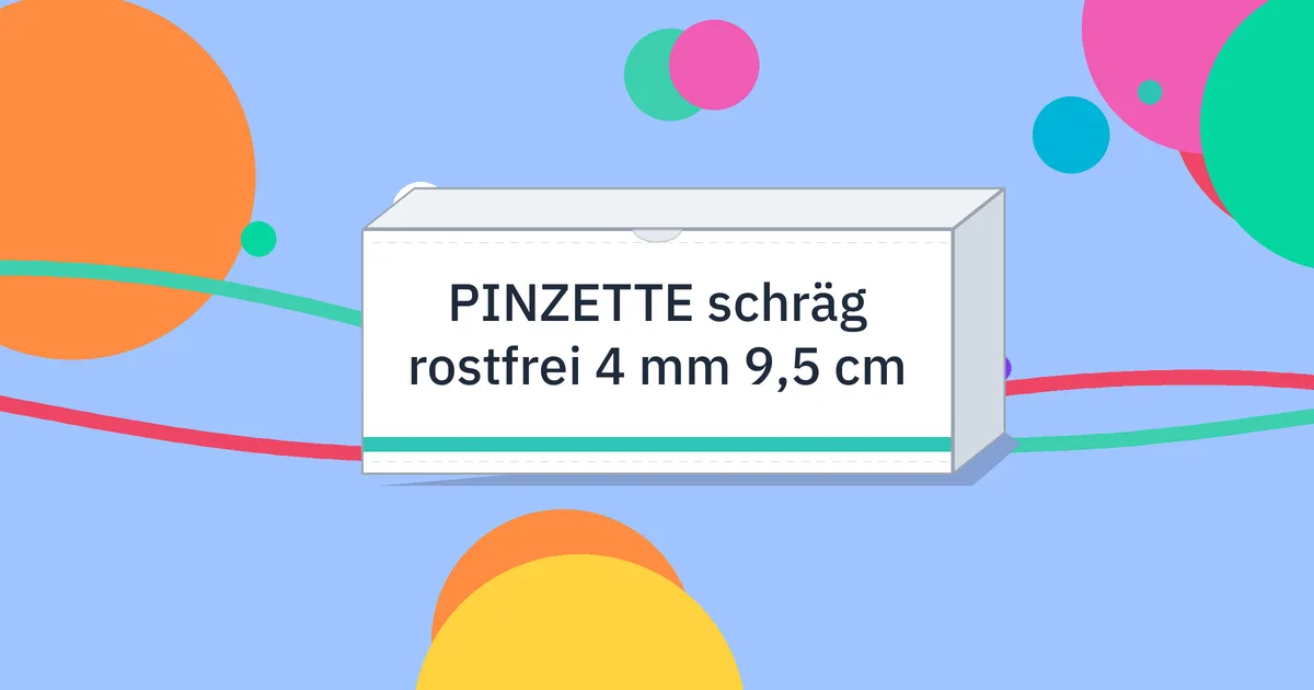 Symbolbild: Packung mit der Aufschrift PINZETTE schräg rostfrei 4 mm 9,5 cm (PZN 01651308) – Verfügbarkeit und Bezug in Apotheken in Frankfurt am Main