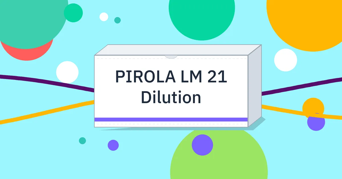Symbolbild: Packung mit der Aufschrift PIROLA LM 21 Dilution (PZN 13645402) – Verfügbarkeit und Bezug in Apotheken in Frankfurt am Main
