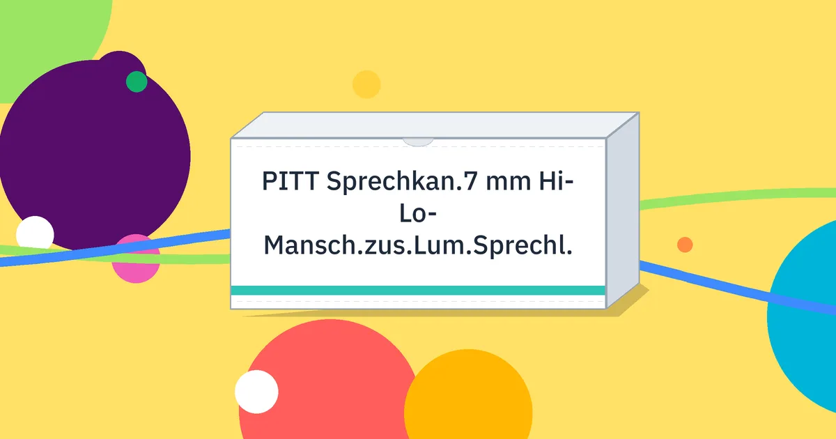 Symbolbild: Packung mit der Aufschrift PITT Sprechkan.7 mm Hi-Lo-Mansch.zus.Lum.Sprechl. (PZN 03380003) – Verfügbarkeit und Bezug in Apotheken in Frankfurt am Main