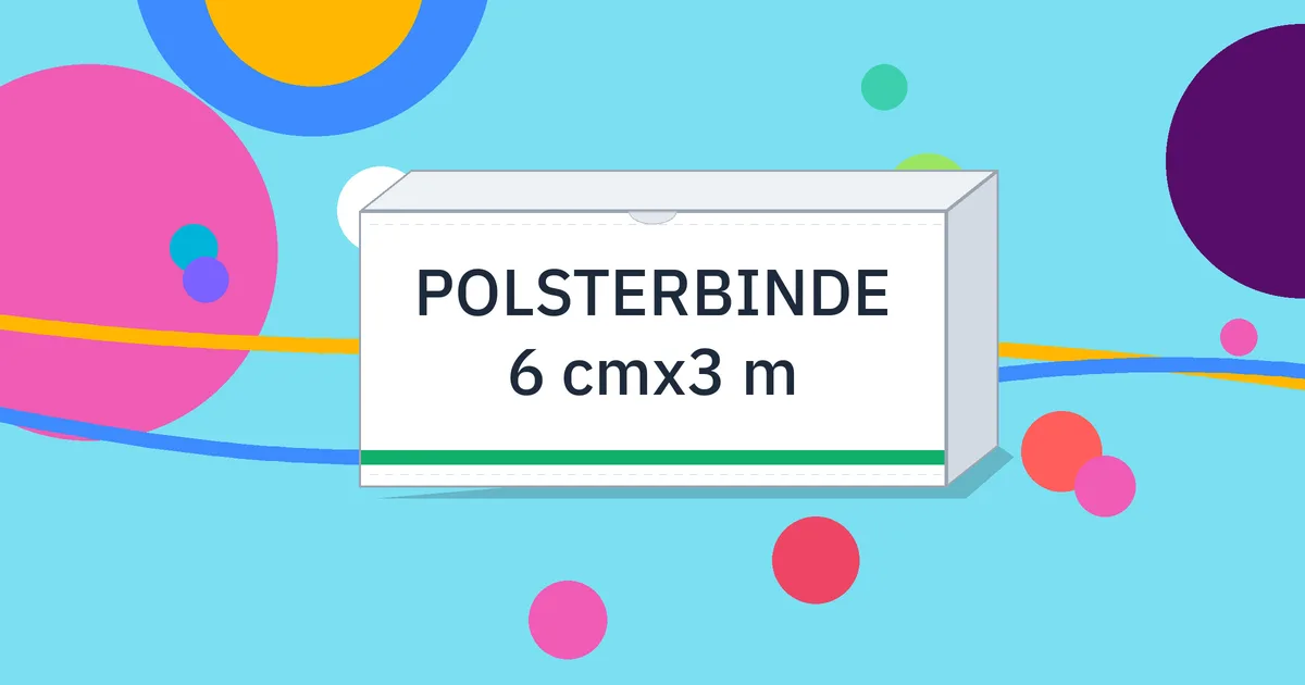 Symbolbild: Packung mit der Aufschrift POLSTERBINDE 6 cmx3 m (PZN 13502996) – Verfügbarkeit und Bezug in Apotheken in Frankfurt am Main
