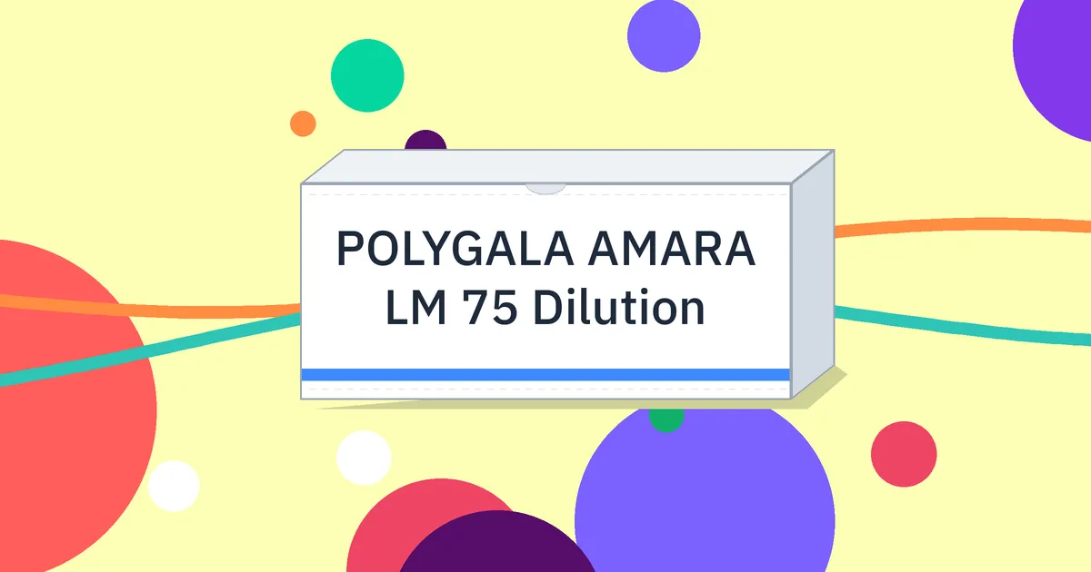 Symbolbild: Packung mit der Aufschrift POLYGALA AMARA LM 75 Dilution (PZN 13661737) – Verfügbarkeit und Bezug in Apotheken in Frankfurt am Main