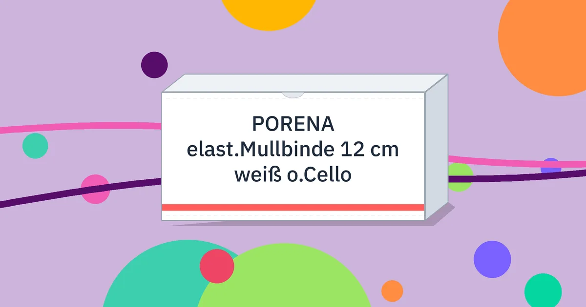 Symbolbild: Packung mit der Aufschrift PORENA elast.Mullbinde 12 cm weiß o.Cello (PZN 04433339) – Verfügbarkeit und Bezug in Apotheken in Frankfurt am Main