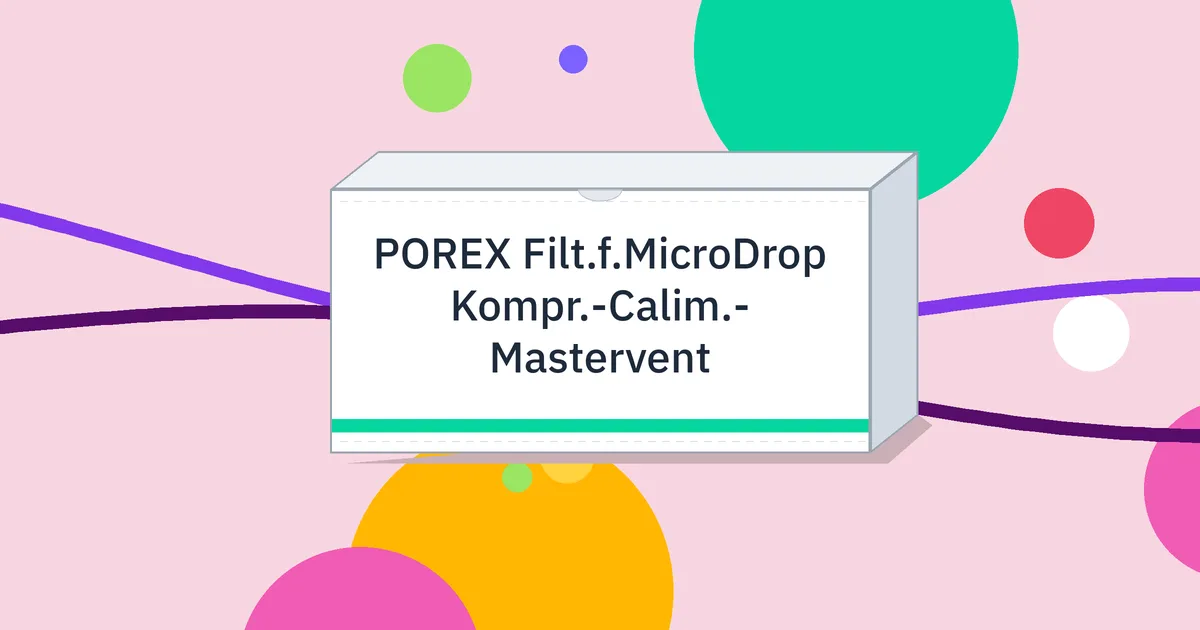 Symbolbild: Packung mit der Aufschrift POREX Filt.f.MicroDrop Kompr.-Calim.-Mastervent (PZN 00016165) – Verfügbarkeit und Bezug in Apotheken in Frankfurt am Main