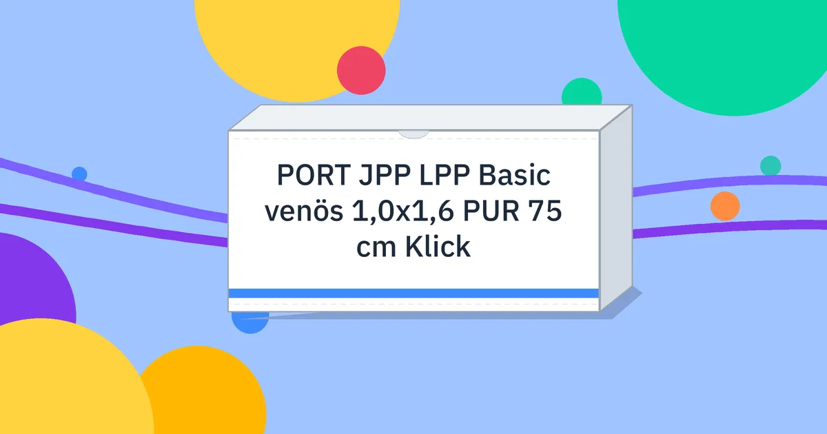 Symbolbild: Packung mit der Aufschrift PORT JPP LPP Basic venös 1,0x1,6 PUR 75 cm Klick (PZN 03176892) – Verfügbarkeit und Bezug in Apotheken in Frankfurt am Main