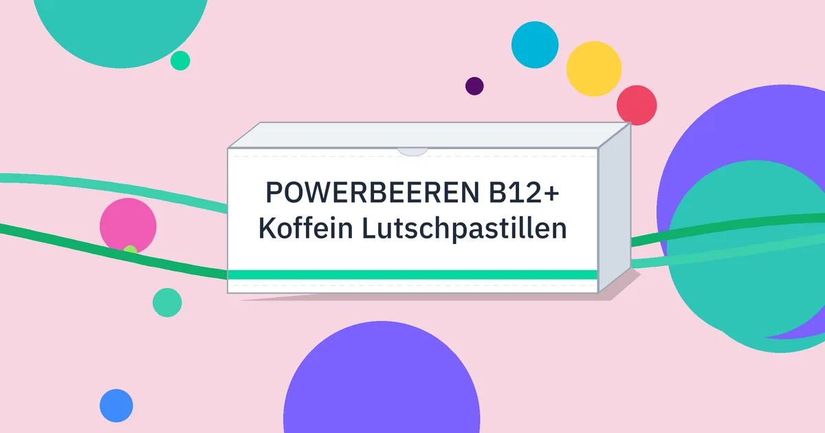 Symbolbild: Packung mit der Aufschrift POWERBEEREN B12+ Koffein Lutschpastillen (PZN 18037423) – Verfügbarkeit und Bezug in Apotheken in Frankfurt am Main