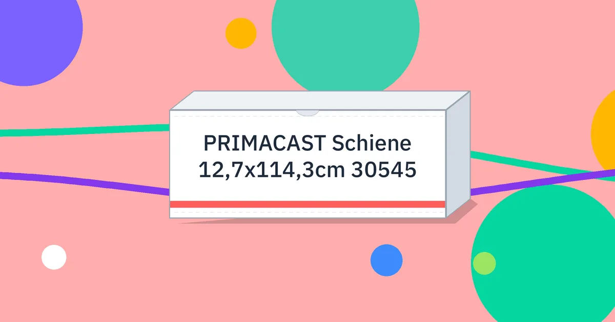 Symbolbild: Packung mit der Aufschrift PRIMACAST Schiene 12,7x114,3cm 30545 (PZN 00666259) – Verfügbarkeit und Bezug in Apotheken in Frankfurt am Main