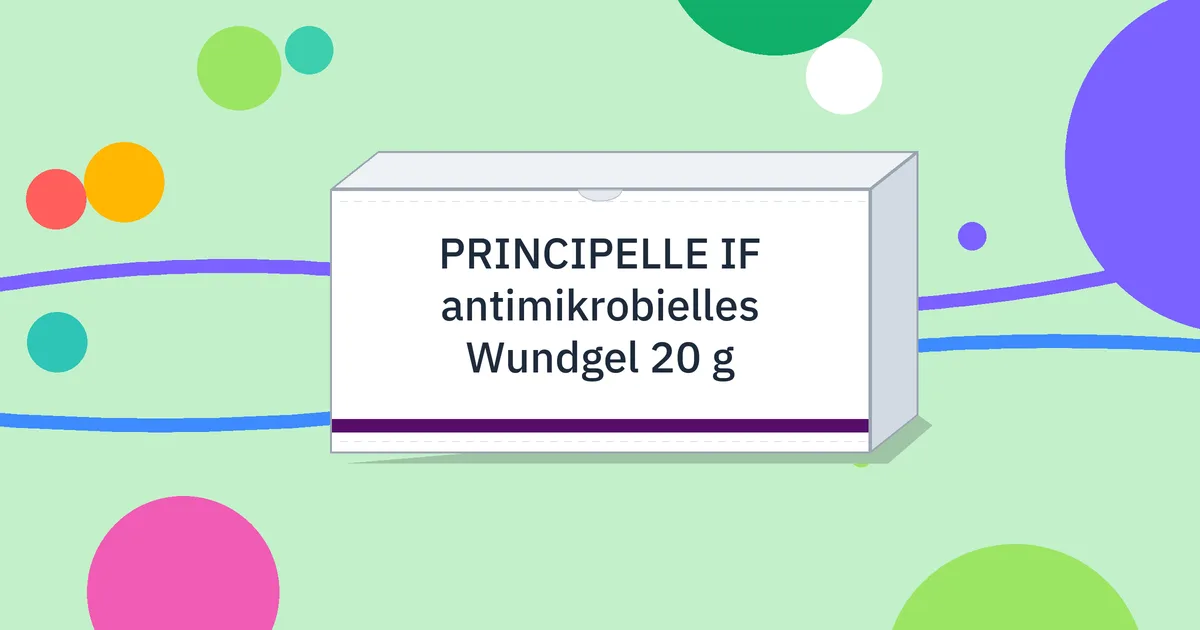 Symbolbild: Packung mit der Aufschrift PRINCIPELLE IF antimikrobielles Wundgel 20 g (PZN 12725955) – Verfügbarkeit und Bezug in Apotheken in Frankfurt am Main