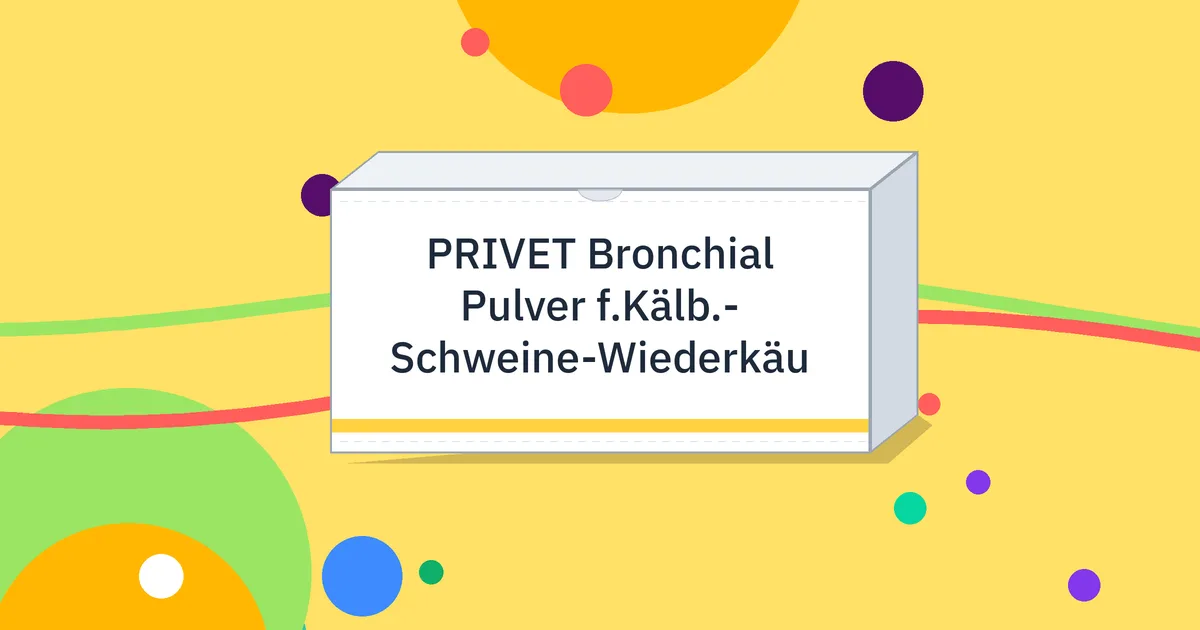 Symbolbild: Packung mit der Aufschrift PRIVET Bronchial Pulver f.Kälb.-Schweine-Wiederkäu (PZN 19689174) – Verfügbarkeit und Bezug in Apotheken in Frankfurt am Main