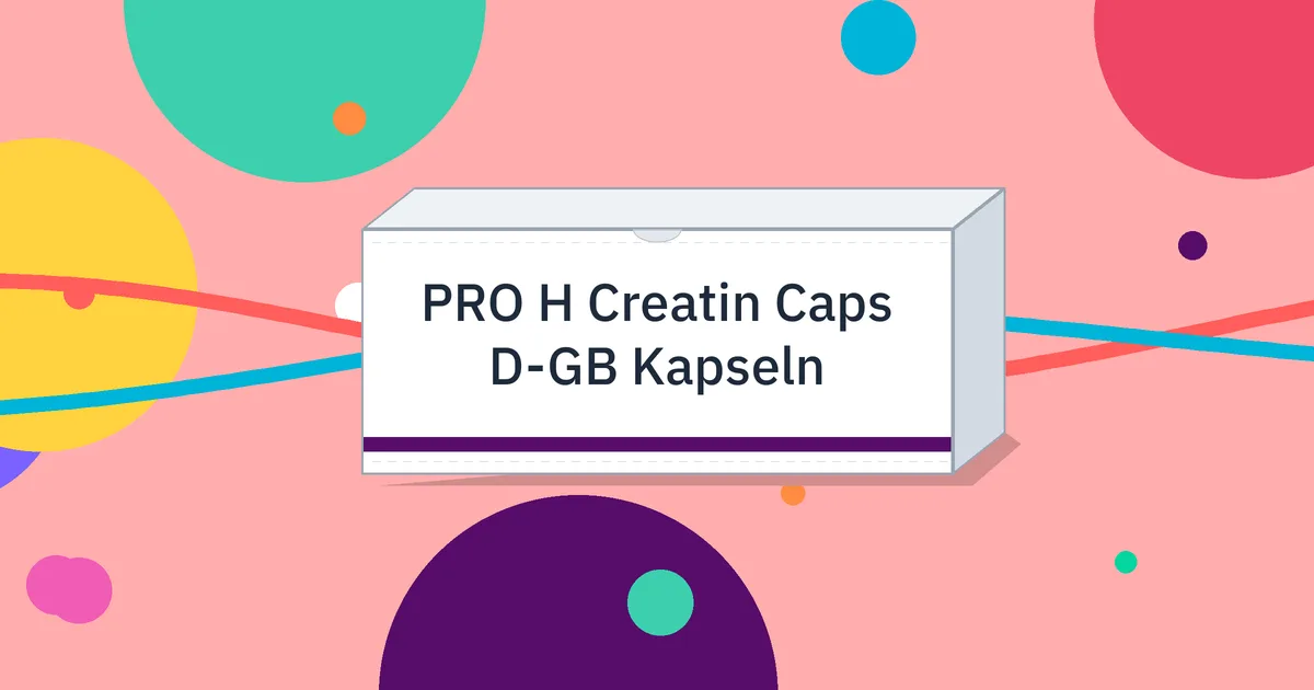 Symbolbild: Packung mit der Aufschrift PRO H Creatin Caps D-GB Kapseln (PZN 08842359) – Verfügbarkeit und Bezug in Apotheken in Frankfurt am Main