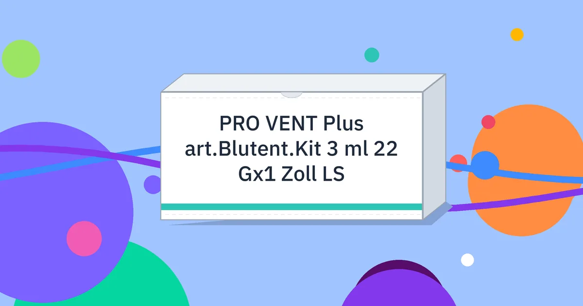 Symbolbild: Packung mit der Aufschrift PRO VENT Plus art.Blutent.Kit 3 ml 22 Gx1 Zoll LS (PZN 09218290) – Verfügbarkeit und Bezug in Apotheken in Frankfurt am Main