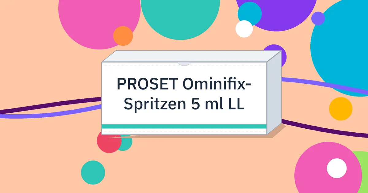 Symbolbild: Packung mit der Aufschrift PROSET Ominifix-Spritzen 5 ml LL (PZN 12551768) – Verfügbarkeit und Bezug in Apotheken in Frankfurt am Main
