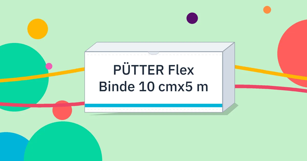 Symbolbild: Packung mit der Aufschrift PÜTTER Flex Binde 10 cmx5 m (PZN 08402554) – Verfügbarkeit und Bezug in Apotheken in Frankfurt am Main
