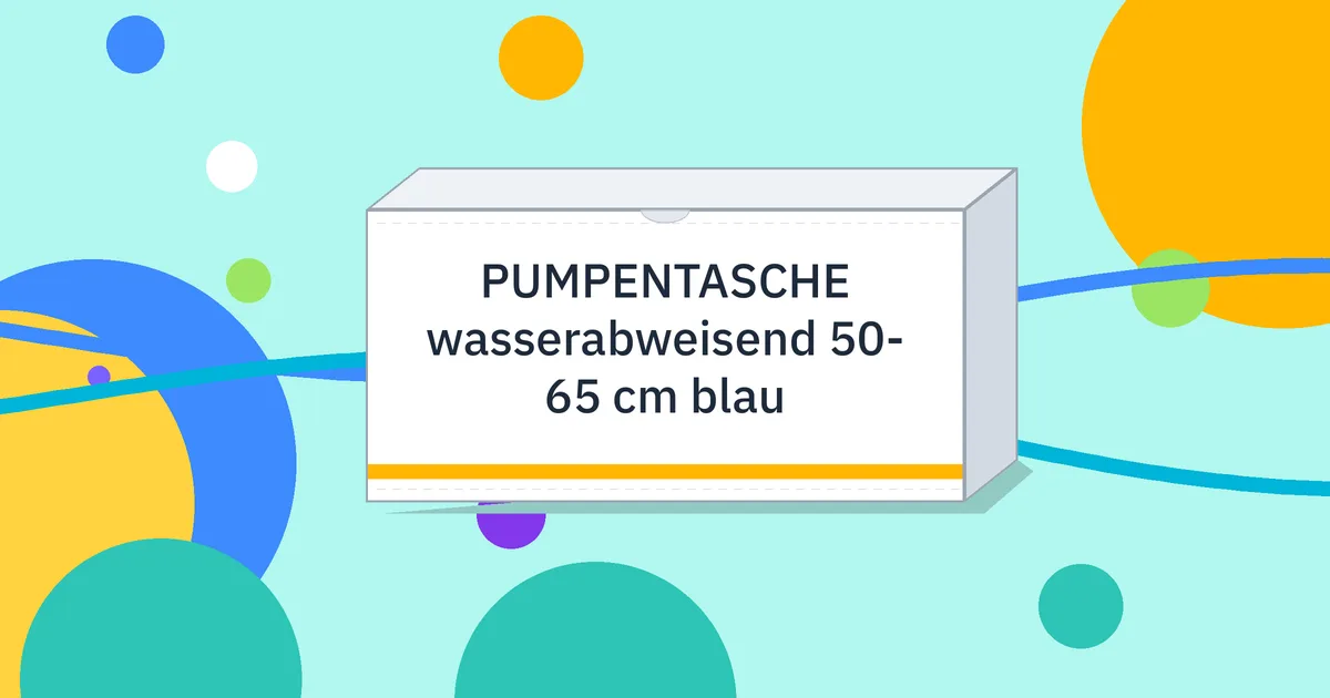 Symbolbild: Packung mit der Aufschrift PUMPENTASCHE wasserabweisend 50-65 cm blau (PZN 13915563) – Verfügbarkeit und Bezug in Apotheken in Frankfurt am Main