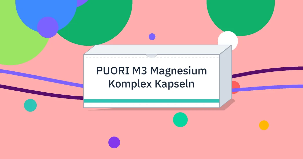 Symbolbild: Packung mit der Aufschrift PUORI M3 Magnesium Komplex Kapseln (PZN 17291007) – Verfügbarkeit und Bezug in Apotheken in Frankfurt am Main