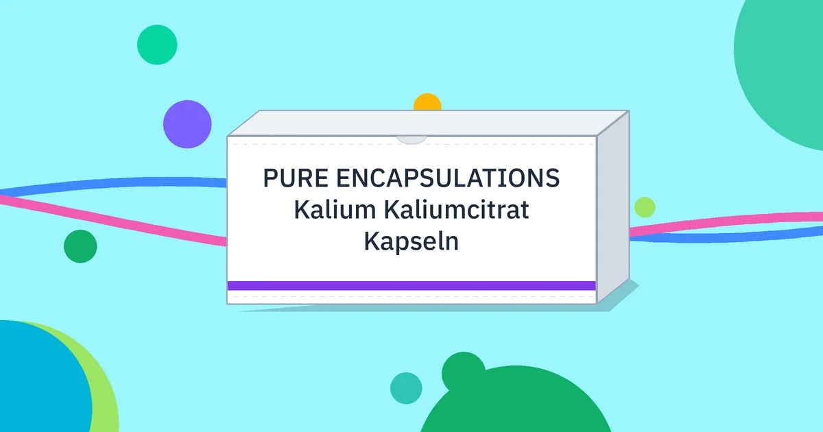 Symbolbild: Packung mit der Aufschrift PURE ENCAPSULATIONS Kalium Kaliumcitrat Kapseln (PZN 05852297) – Verfügbarkeit und Bezug in Apotheken in Frankfurt am Main