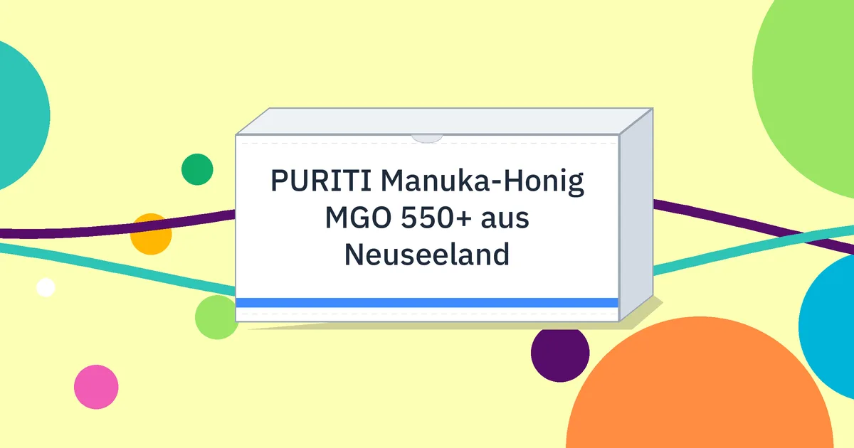 Symbolbild: Packung mit der Aufschrift PURITI Manuka-Honig MGO 550+ aus Neuseeland (PZN 15891743) – Verfügbarkeit und Bezug in Apotheken in Frankfurt am Main