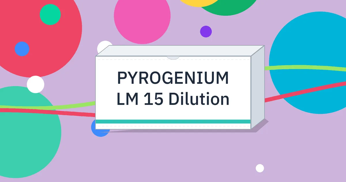 Symbolbild: Packung mit der Aufschrift PYROGENIUM LM 15 Dilution (PZN 13045056) – Verfügbarkeit und Bezug in Apotheken in Frankfurt am Main