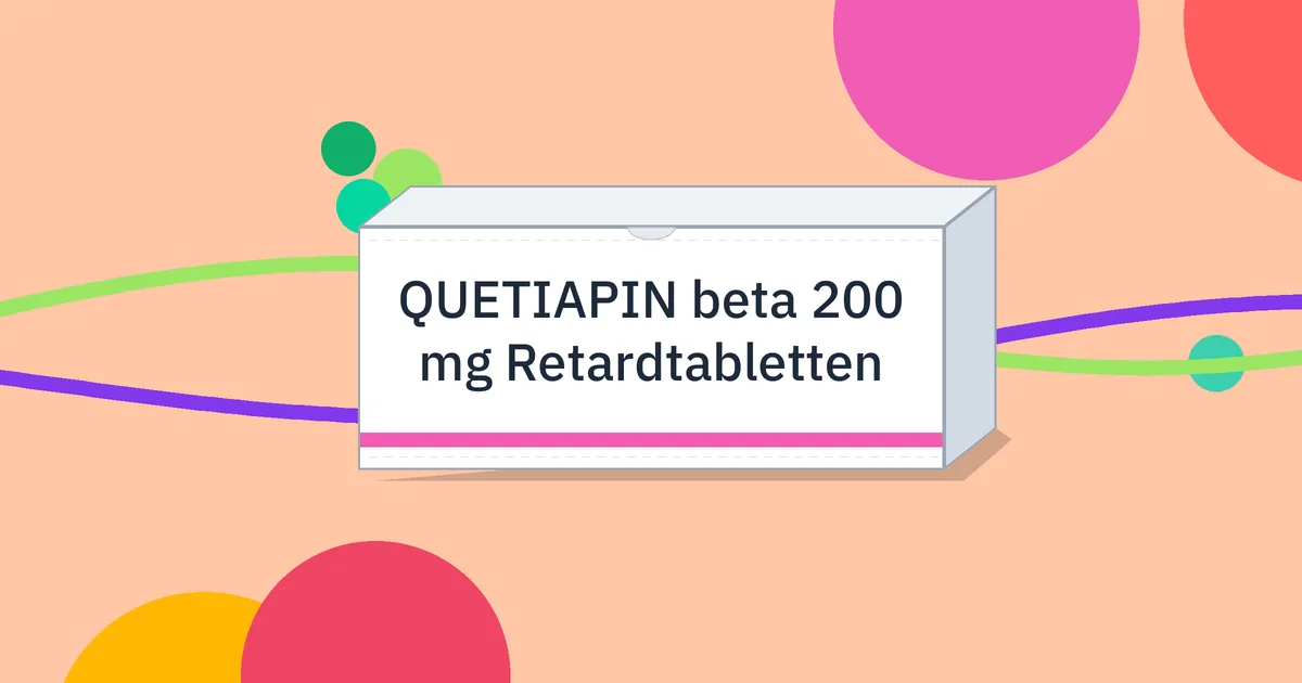 Symbolbild: Packung mit der Aufschrift QUETIAPIN beta 200 mg Retardtabletten (PZN 13700130) – Verfügbarkeit und Bezug in Apotheken in Frankfurt am Main