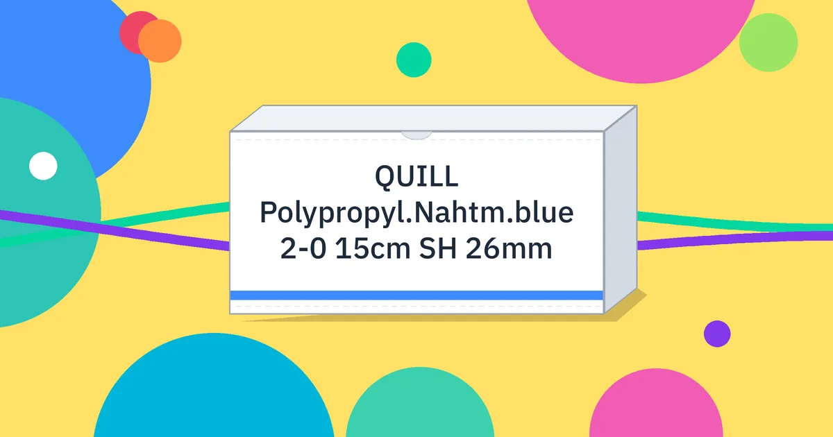 Symbolbild: Packung mit der Aufschrift QUILL Polypropyl.Nahtm.blue 2-0 15cm SH 26mm (PZN 17990857) – Verfügbarkeit und Bezug in Apotheken in Frankfurt am Main