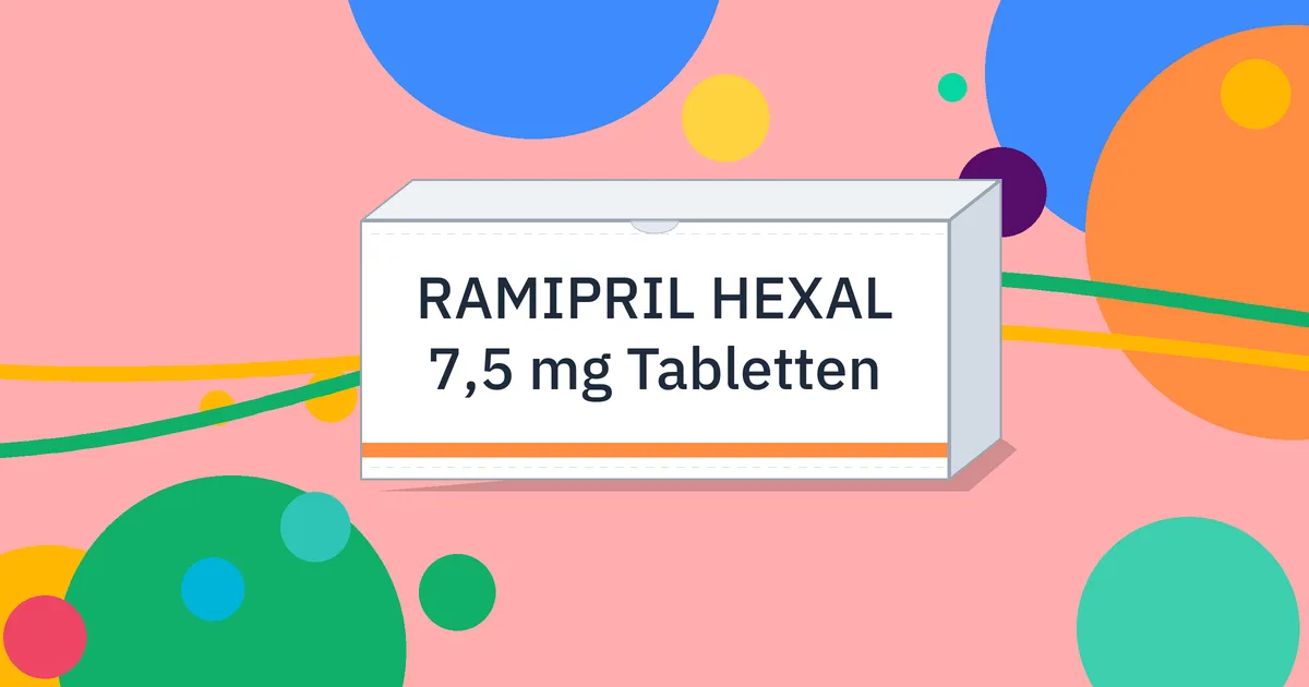 Symbolbild: Packung mit der Aufschrift RAMIPRIL HEXAL 7,5 mg Tabletten (PZN 00761897) – Verfügbarkeit und Bezug in Apotheken in Frankfurt am Main