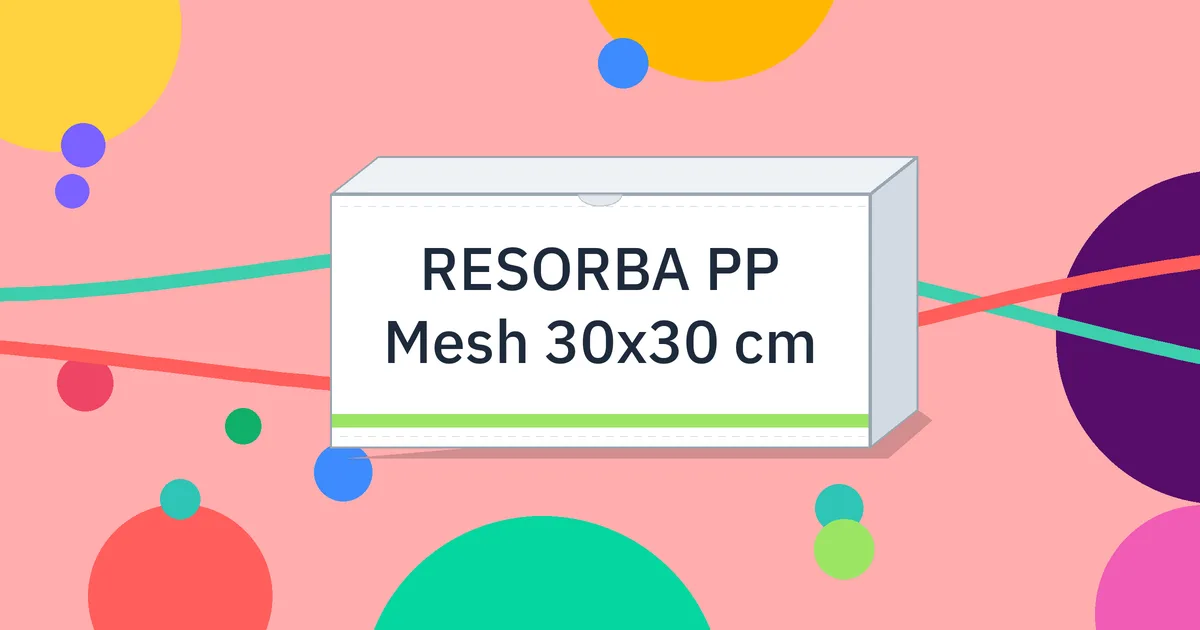 Symbolbild: Packung mit der Aufschrift RESORBA PP Mesh 30x30 cm (PZN 17538471) – Verfügbarkeit und Bezug in Apotheken in Frankfurt am Main