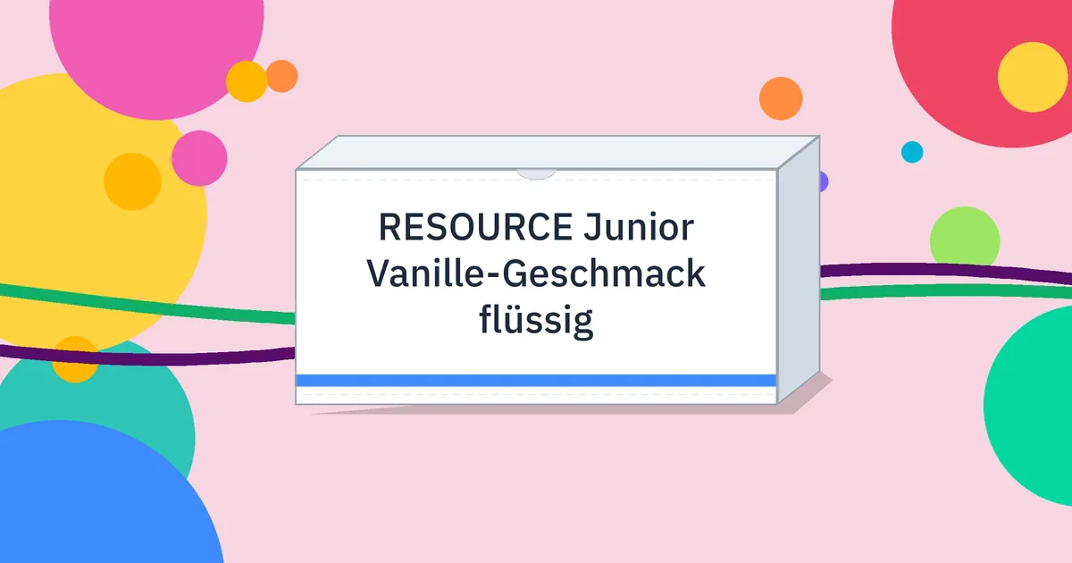 Symbolbild: Packung mit der Aufschrift RESOURCE Junior Vanille-Geschmack flüssig (PZN 13912435) – Verfügbarkeit und Bezug in Apotheken in Frankfurt am Main