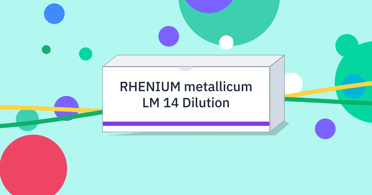 Symbolbild: Packung mit der Aufschrift RHENIUM metallicum LM 14 Dilution (PZN 13049025) – Verfügbarkeit und Bezug in Apotheken in Frankfurt am Main