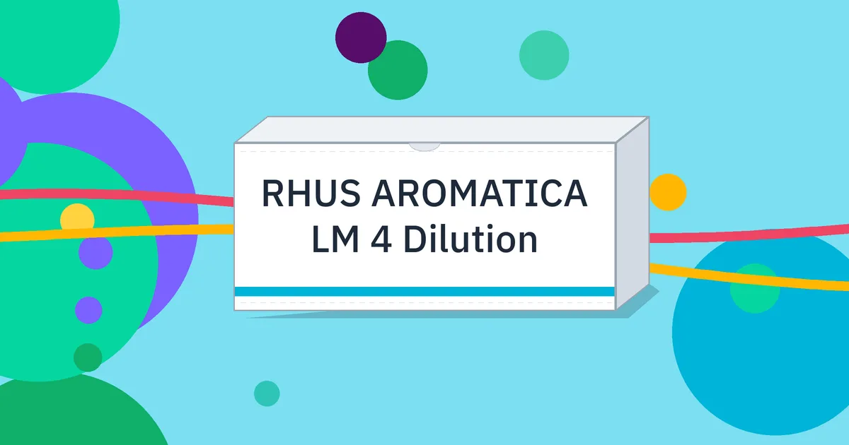 Symbolbild: Packung mit der Aufschrift RHUS AROMATICA LM 4 Dilution (PZN 13051683) – Verfügbarkeit und Bezug in Apotheken in Frankfurt am Main