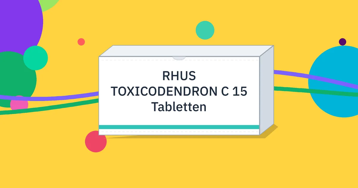 Symbolbild: Packung mit der Aufschrift RHUS TOXICODENDRON C 15 Tabletten (PZN 07178965) – Verfügbarkeit und Bezug in Apotheken in Frankfurt am Main