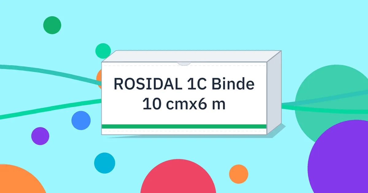 Symbolbild: Packung mit der Aufschrift ROSIDAL 1C Binde 10 cmx6 m (PZN 20595774) – Verfügbarkeit und Bezug in Apotheken in Frankfurt am Main