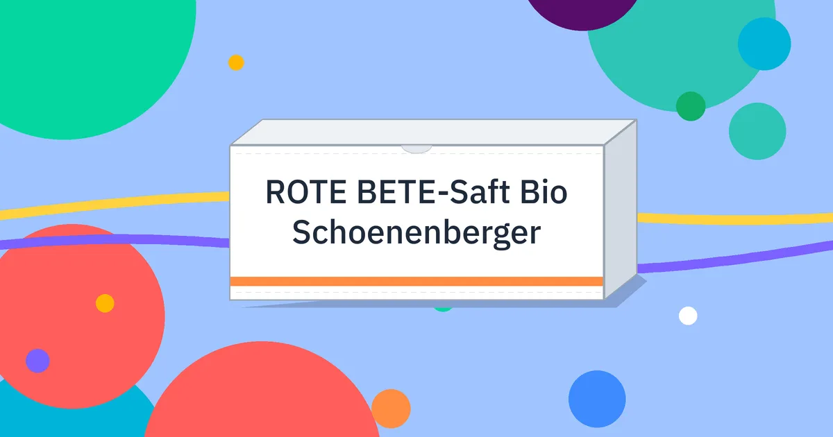 Symbolbild: Packung mit der Aufschrift ROTE BETE-Saft Bio Schoenenberger (PZN 00692297) – Verfügbarkeit und Bezug in Apotheken in Frankfurt am Main