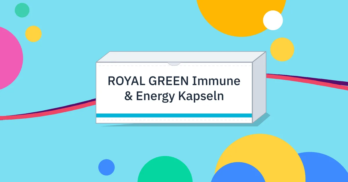 Symbolbild: Packung mit der Aufschrift ROYAL GREEN Immune & Energy Kapseln (PZN 16505021) – Verfügbarkeit und Bezug in Apotheken in Frankfurt am Main