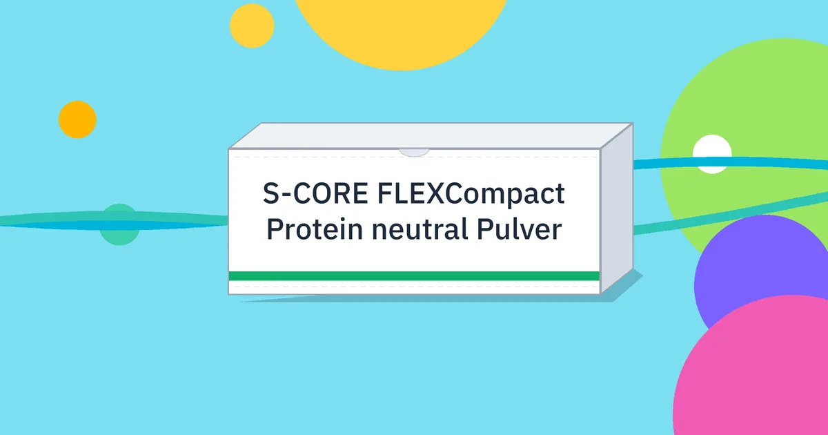 Symbolbild: Packung mit der Aufschrift S-CORE FLEXCompact Protein neutral Pulver (PZN 18097170) – Verfügbarkeit und Bezug in Apotheken in Frankfurt am Main