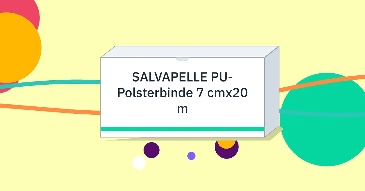 Symbolbild: Packung mit der Aufschrift SALVAPELLE PU-Polsterbinde 7 cmx20 m (PZN 20129032) – Verfügbarkeit und Bezug in Apotheken in Frankfurt am Main