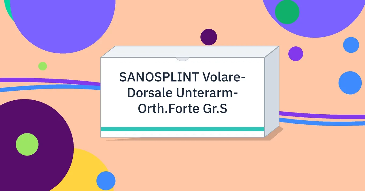 Symbolbild: Packung mit der Aufschrift SANOSPLINT Volare-Dorsale Unterarm-Orth.Forte Gr.S (PZN 11281278) – Verfügbarkeit und Bezug in Apotheken in Frankfurt am Main
