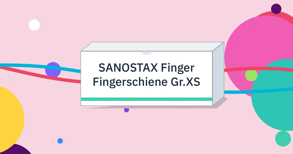 Symbolbild: Packung mit der Aufschrift SANOSTAX Finger Fingerschiene Gr.XS (PZN 10775883) – Verfügbarkeit und Bezug in Apotheken in Frankfurt am Main