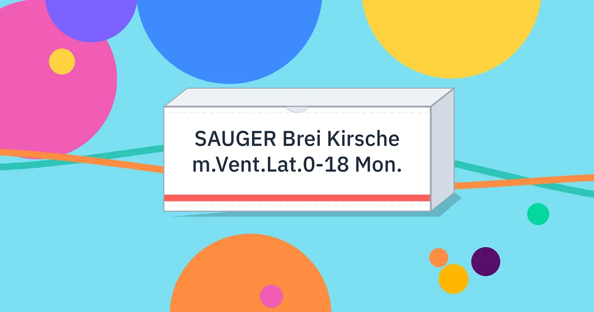 Symbolbild: Packung mit der Aufschrift SAUGER Brei Kirsche m.Vent.Lat.0-18 Mon. (PZN 00225101) – Verfügbarkeit und Bezug in Apotheken in Frankfurt am Main