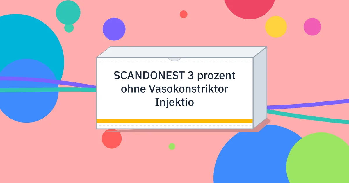 Symbolbild: Packung mit der Aufschrift SCANDONEST 3 prozent ohne Vasokonstriktor Injektio (PZN 16260631) – Verfügbarkeit und Bezug in Apotheken in Frankfurt am Main