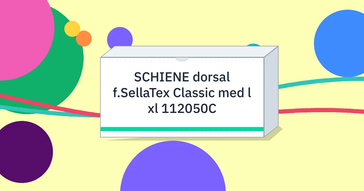 Symbolbild: Packung mit der Aufschrift SCHIENE dorsal f.SellaTex Classic med l xl 112050C (PZN 11015105) – Verfügbarkeit und Bezug in Apotheken in Frankfurt am Main
