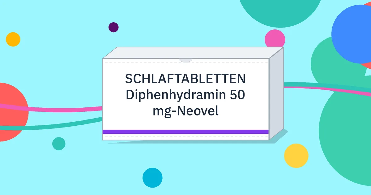 Symbolbild: Packung mit der Aufschrift SCHLAFTABLETTEN Diphenhydramin 50 mg-Neovel (PZN 14436913) – Verfügbarkeit und Bezug in Apotheken in Frankfurt am Main
